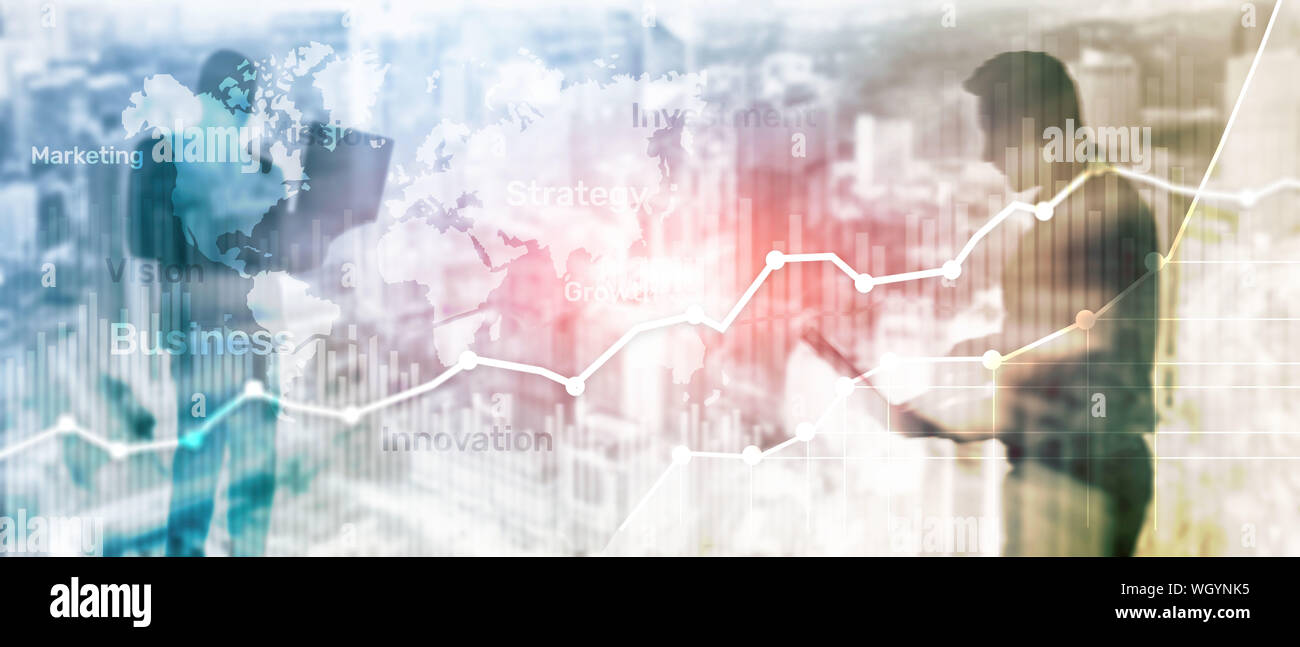 Business abstract background double exposure graph, chart and diagram ...
