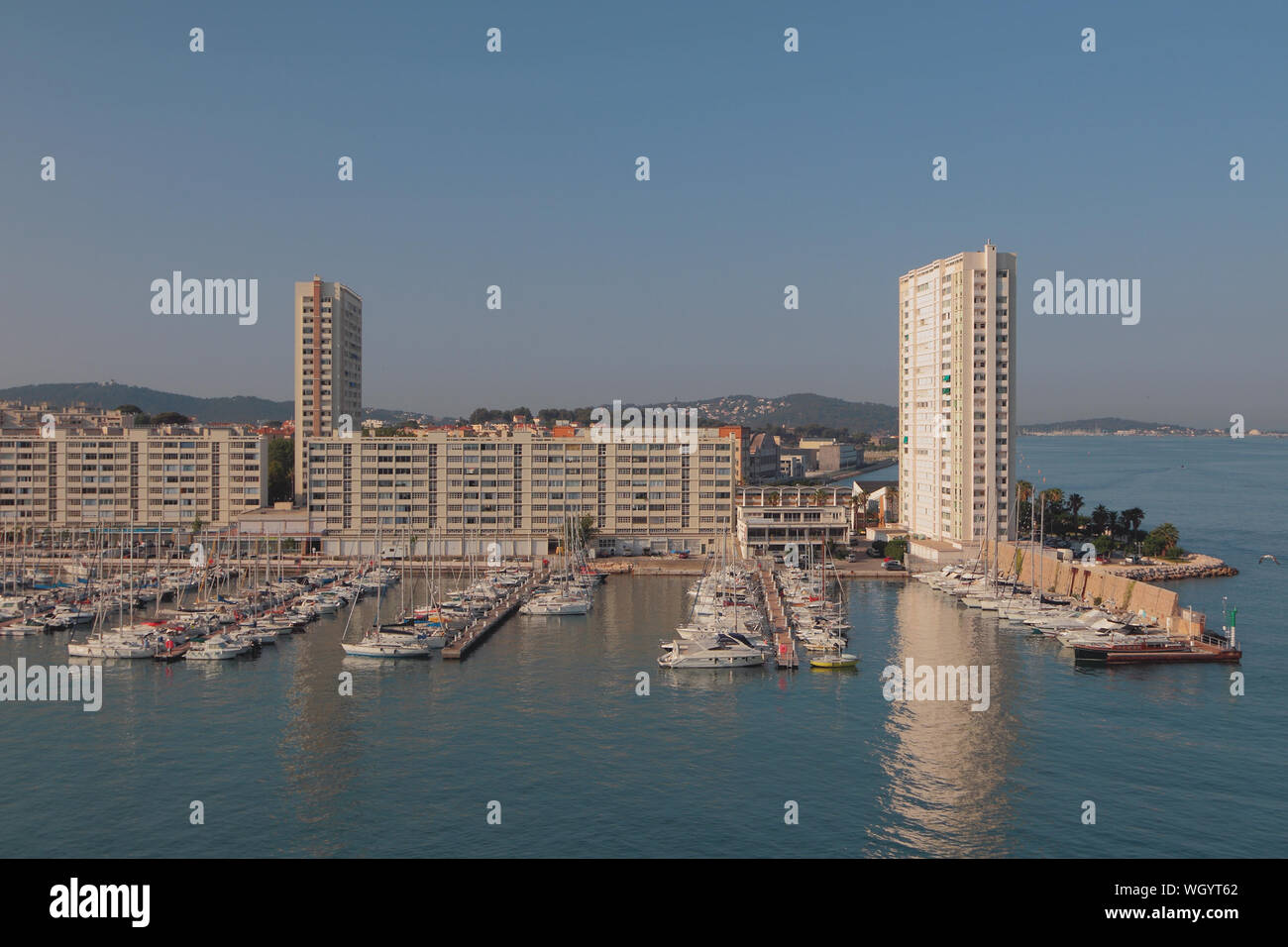Yacht marina and town on sea coast. Toulon, France Stock Photo - Alamy