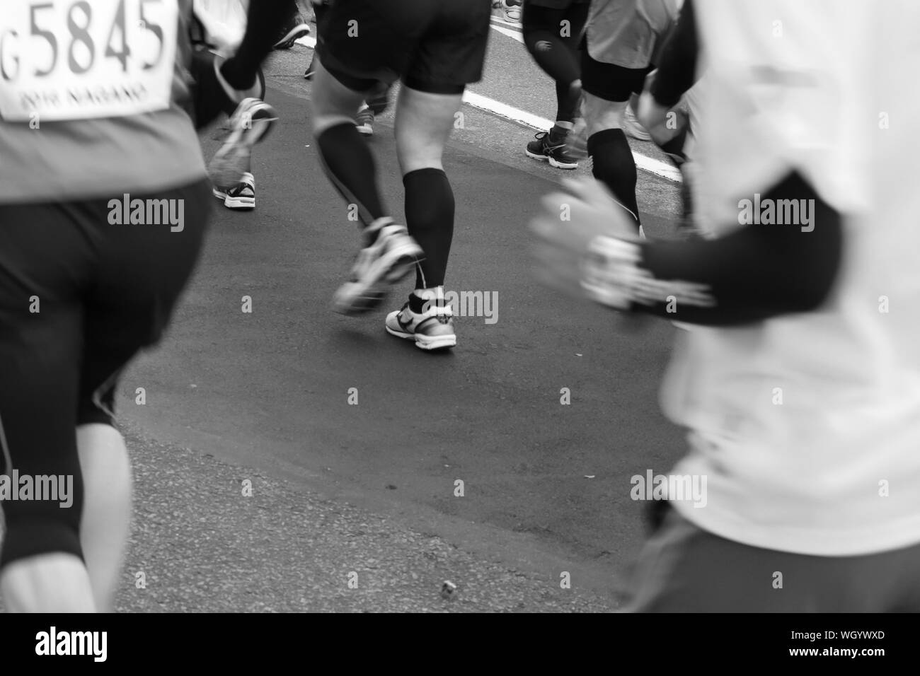 Marathon Running Black and White Stock Photos & Images - Alamy