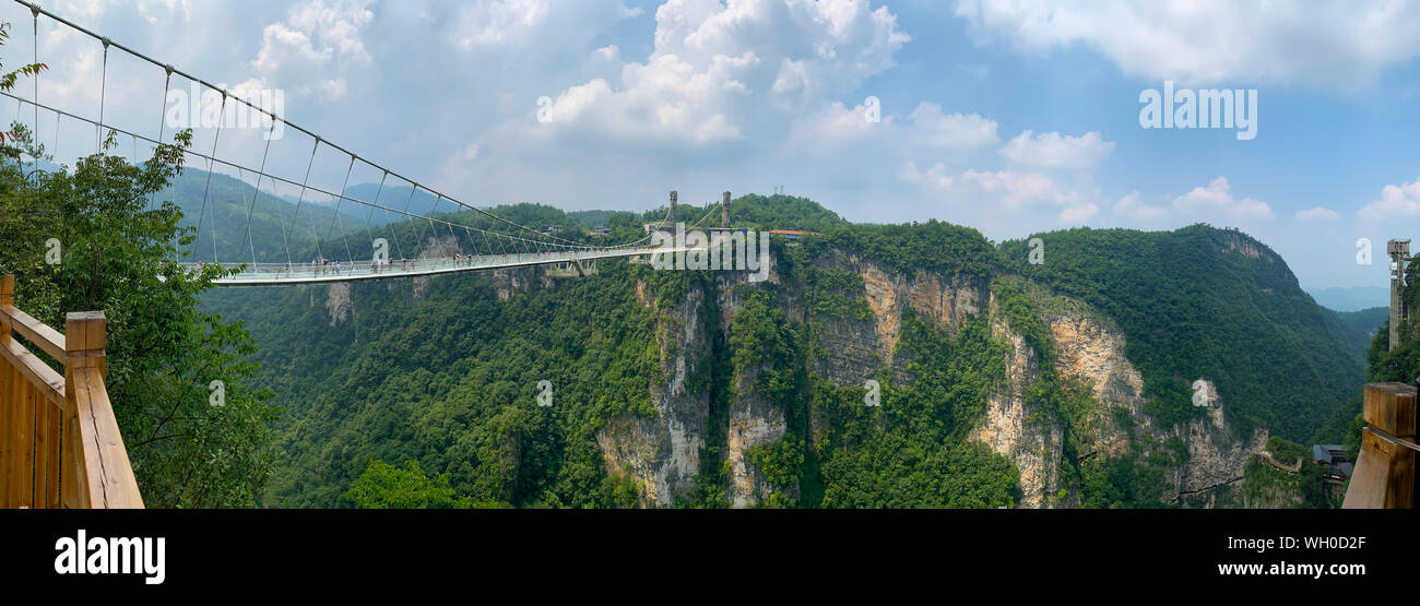 The Glass bridge over Grand Canyon in Zhangjiaje, Hunan, China Stock ...