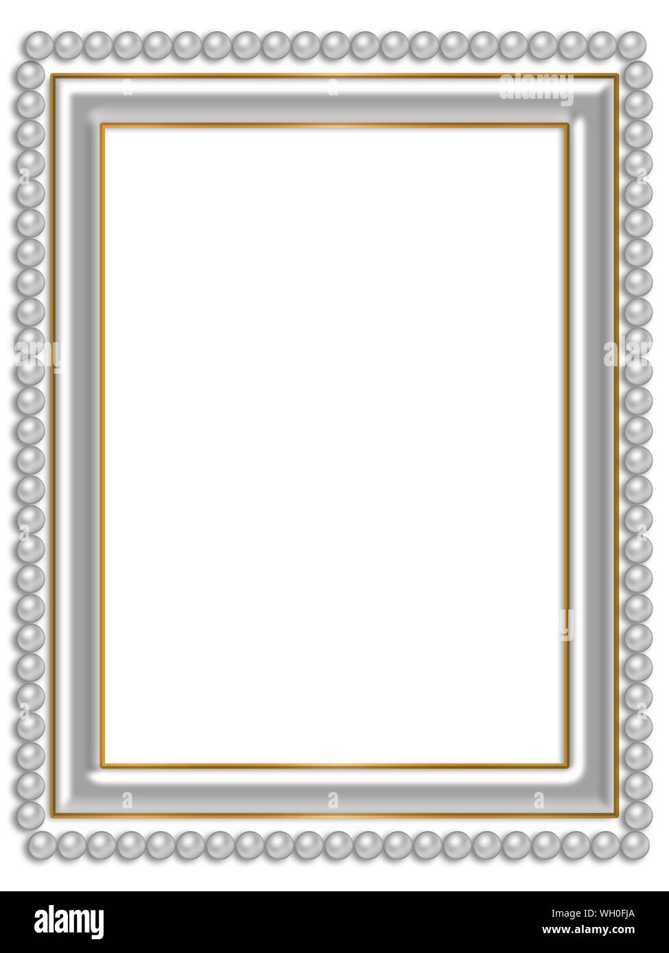 Rectangural frame with pearls over white background Stock Photo - Alamy