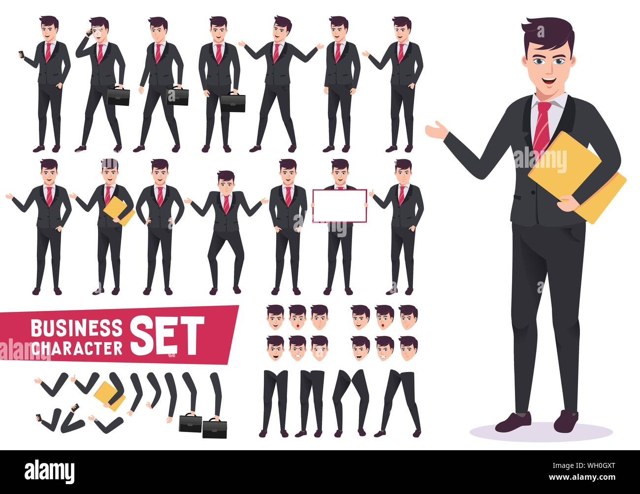 Business characters vector set with professional male office worker ...