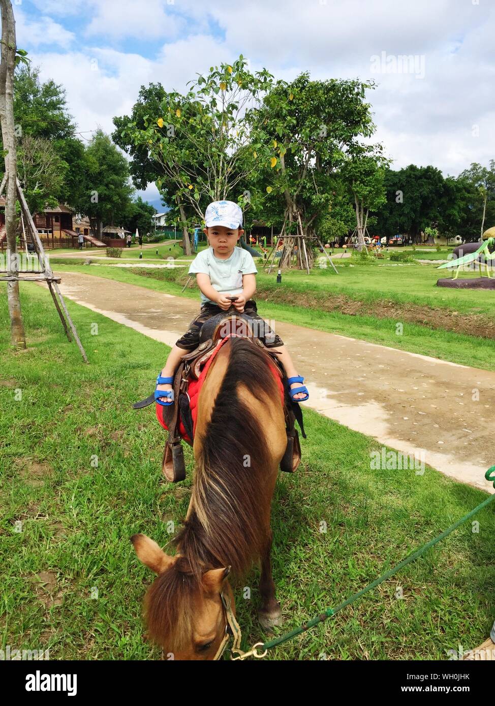 Boys sitting on horse hi-res stock photography and images - Alamy