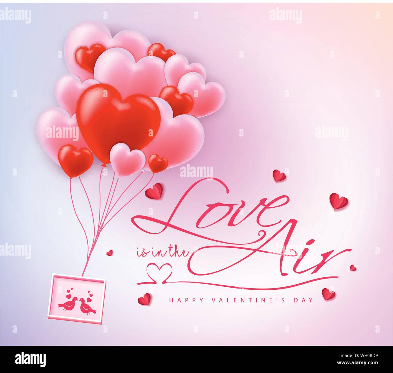 Love is in the Air Happy Valentines Day Typography Message with Red and ...