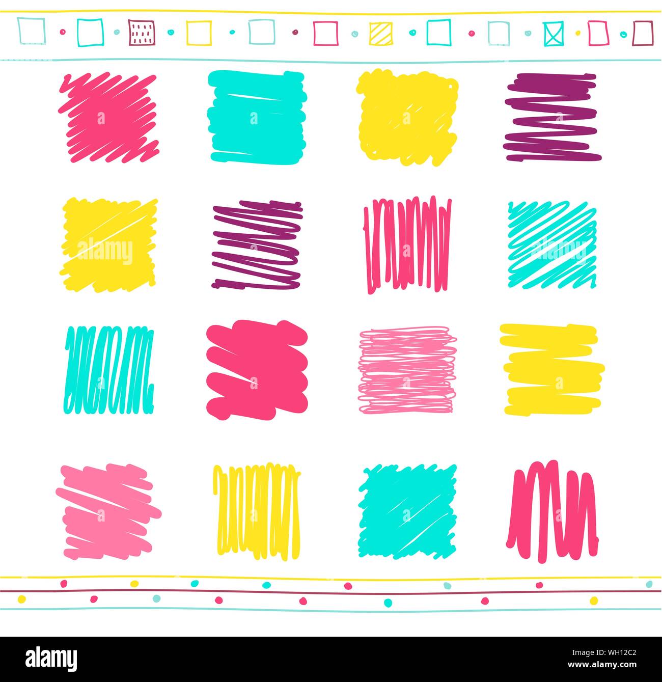 Vector collection of retro scribbled lines with hand drawn style of red ...