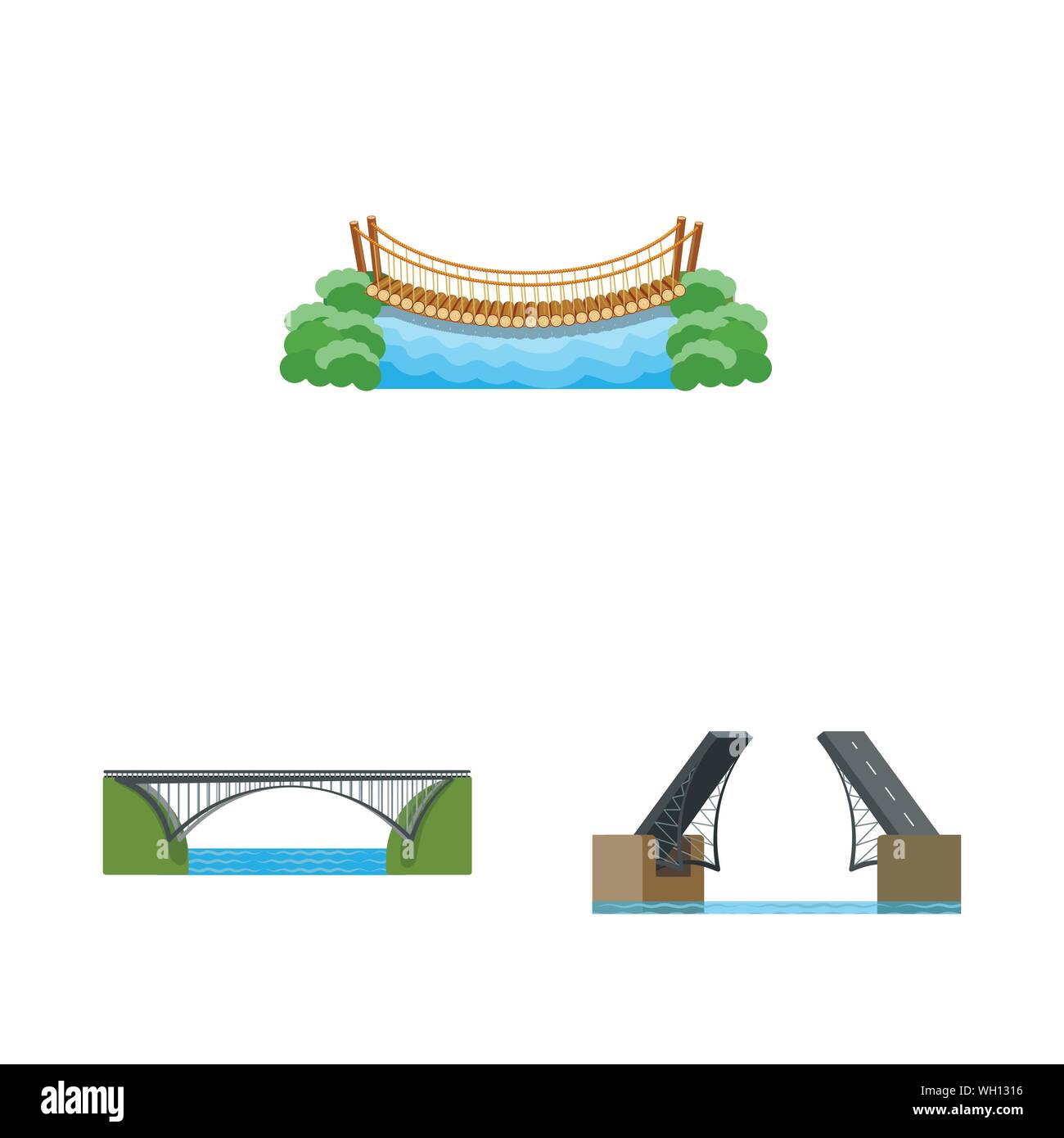 Isolated object of bridgework and bridge sign. Set of bridgework and ...