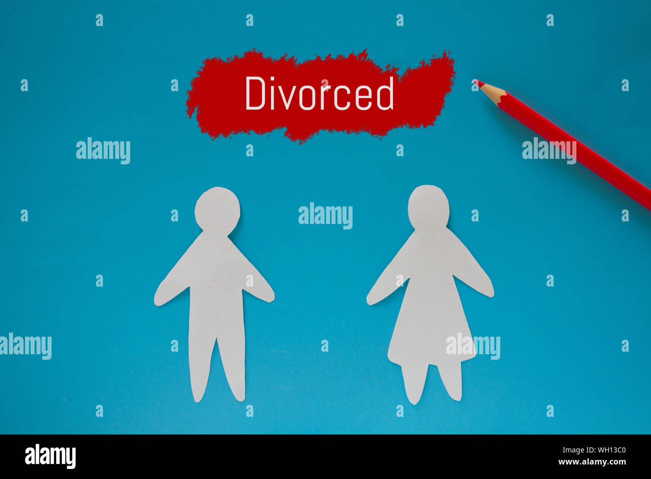 Divorced Couple Concept Image Paper Couple And Divorced Sign Stock