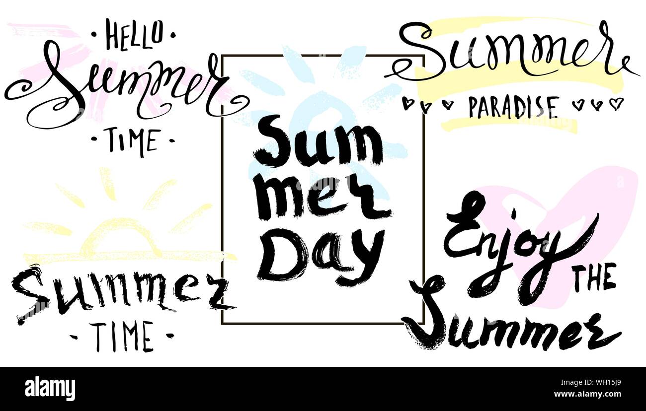 Summer Lettering. Hand drawn caligraphy. Handwritten summer poster ...