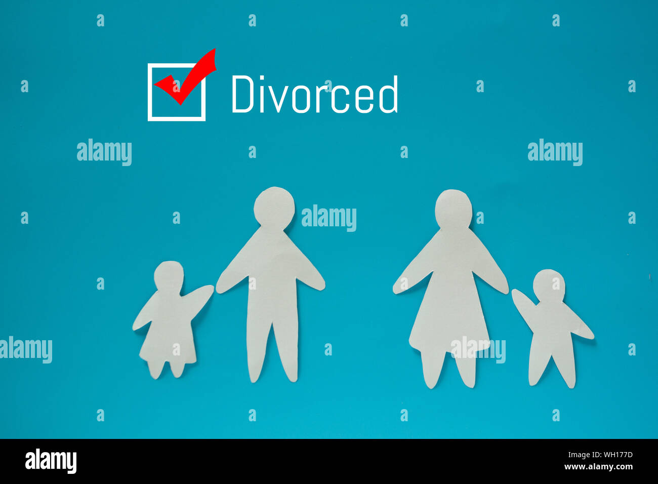 Divorced couple concept image. Paper couple and divorced sign Stock ...
