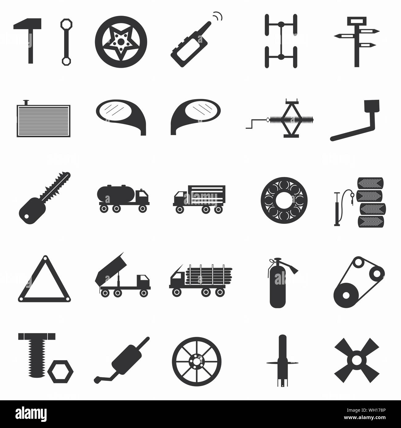 automotive paraphernalia set of abstract symbols Vector illustration ...