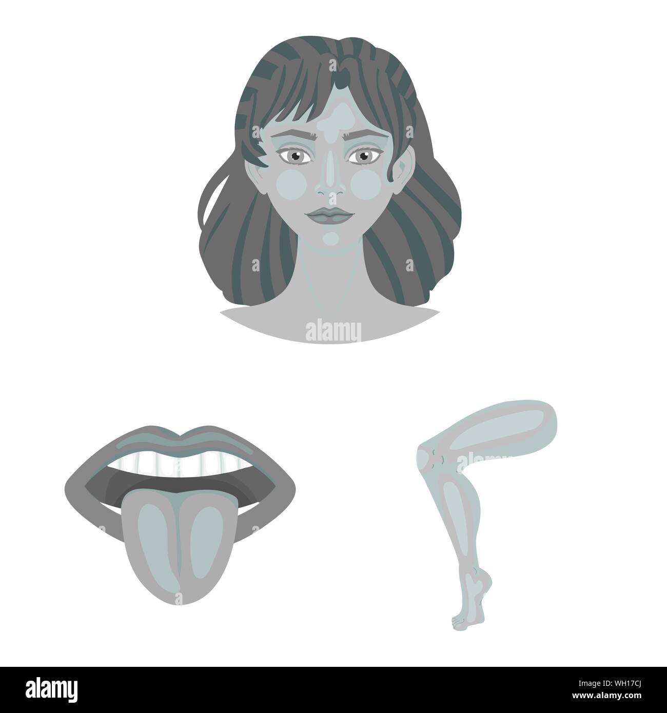 Vector illustration of body and part symbol. Collection of body and ...