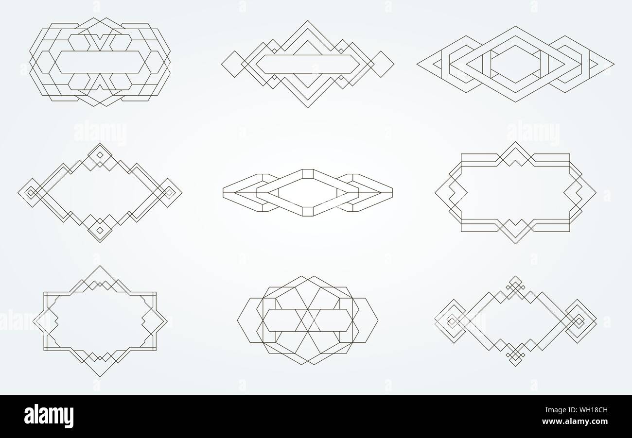 Set of vector trendy geometric icons. Set geometric signs, labels, and ...