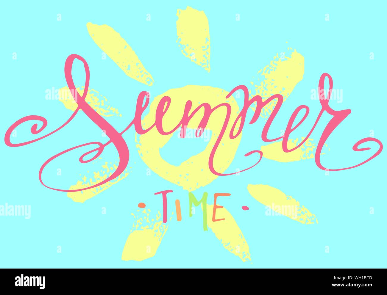 Lettering Summer time. Hand drawn caligraphy. Handwritten summer poster ...
