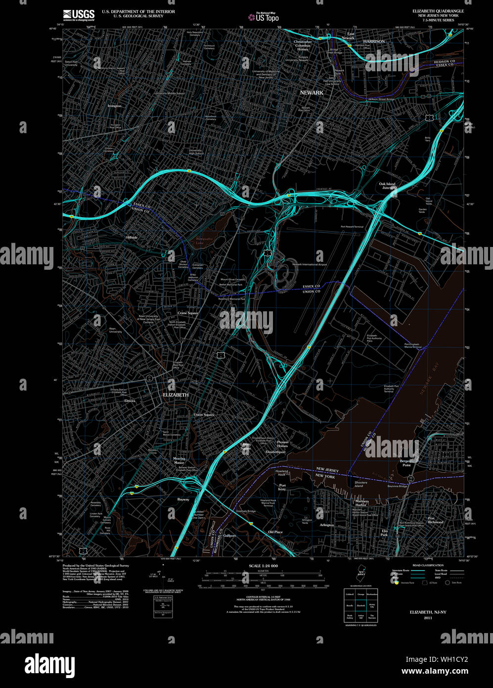 Elizabeth new jersey map hi-res stock photography and images - Alamy