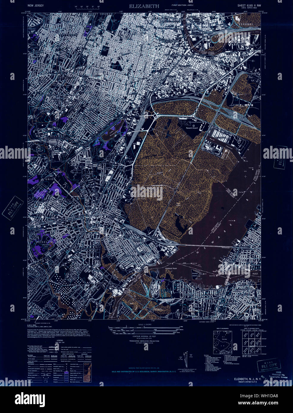 Elizabeth new jersey map hi-res stock photography and images - Alamy