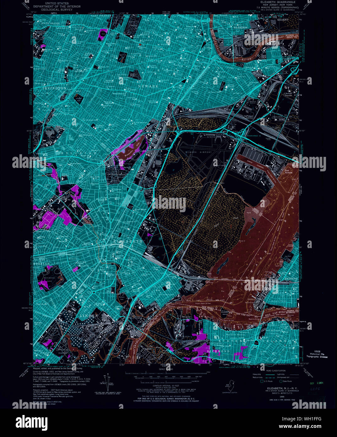 Elizabeth new jersey map hi-res stock photography and images - Alamy