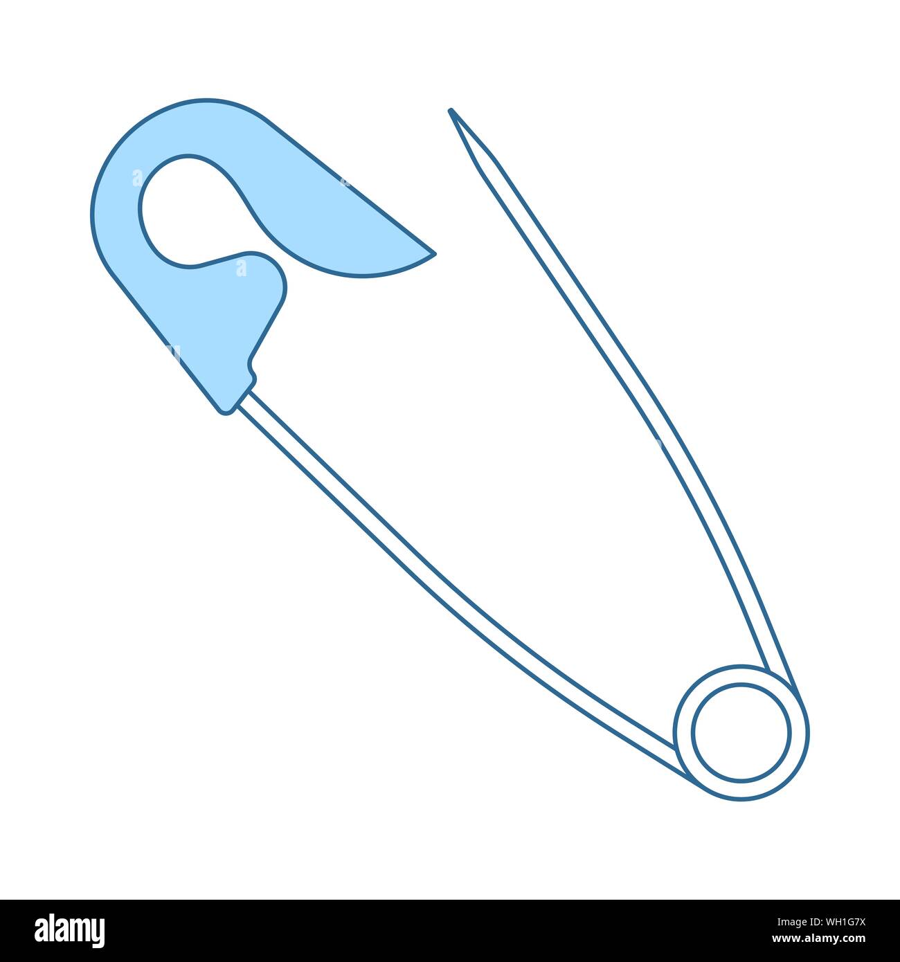 Tailor Safety Pin Icon. Thin Line With Blue Fill Design. Vector ...
