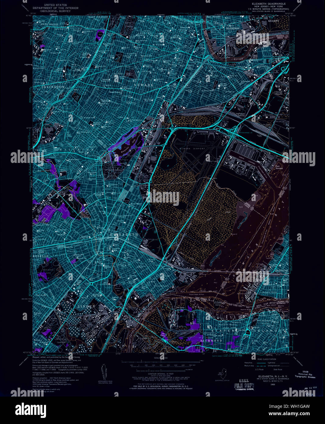 Elizabeth new jersey map hi-res stock photography and images - Alamy