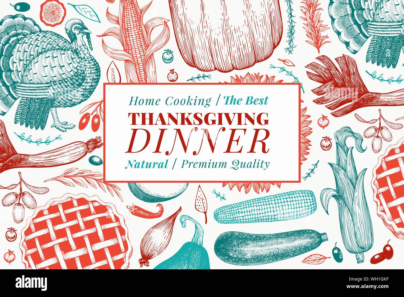 Happy Thanksgiving Day banner. Vector hand drawn illustrations ...