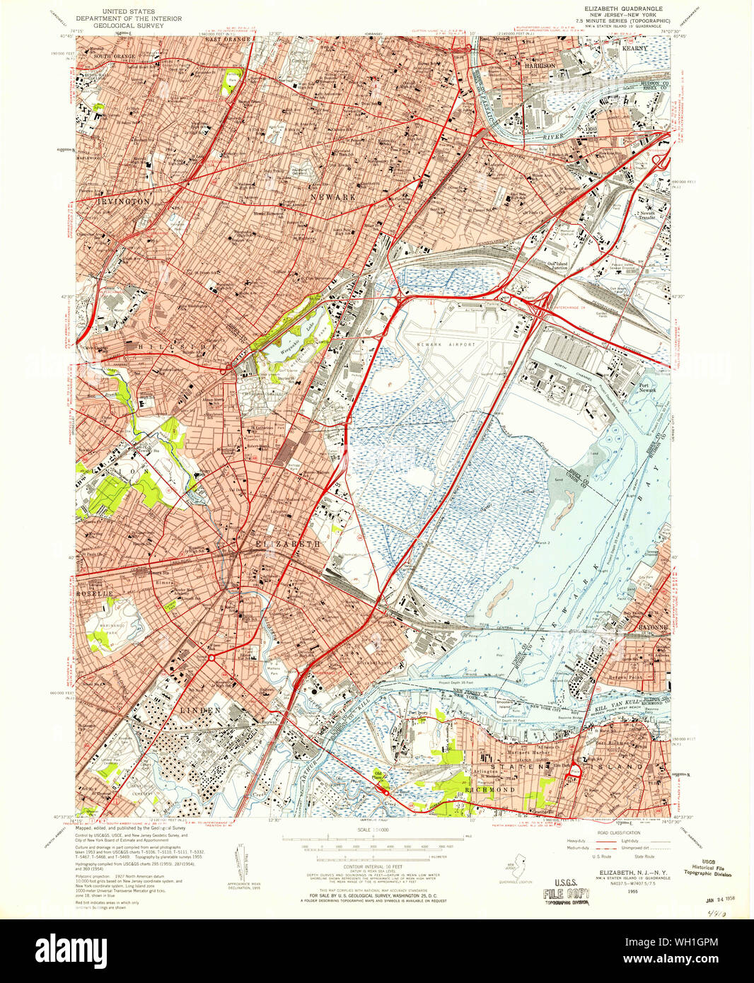 Elizabeth new jersey map hi-res stock photography and images - Alamy