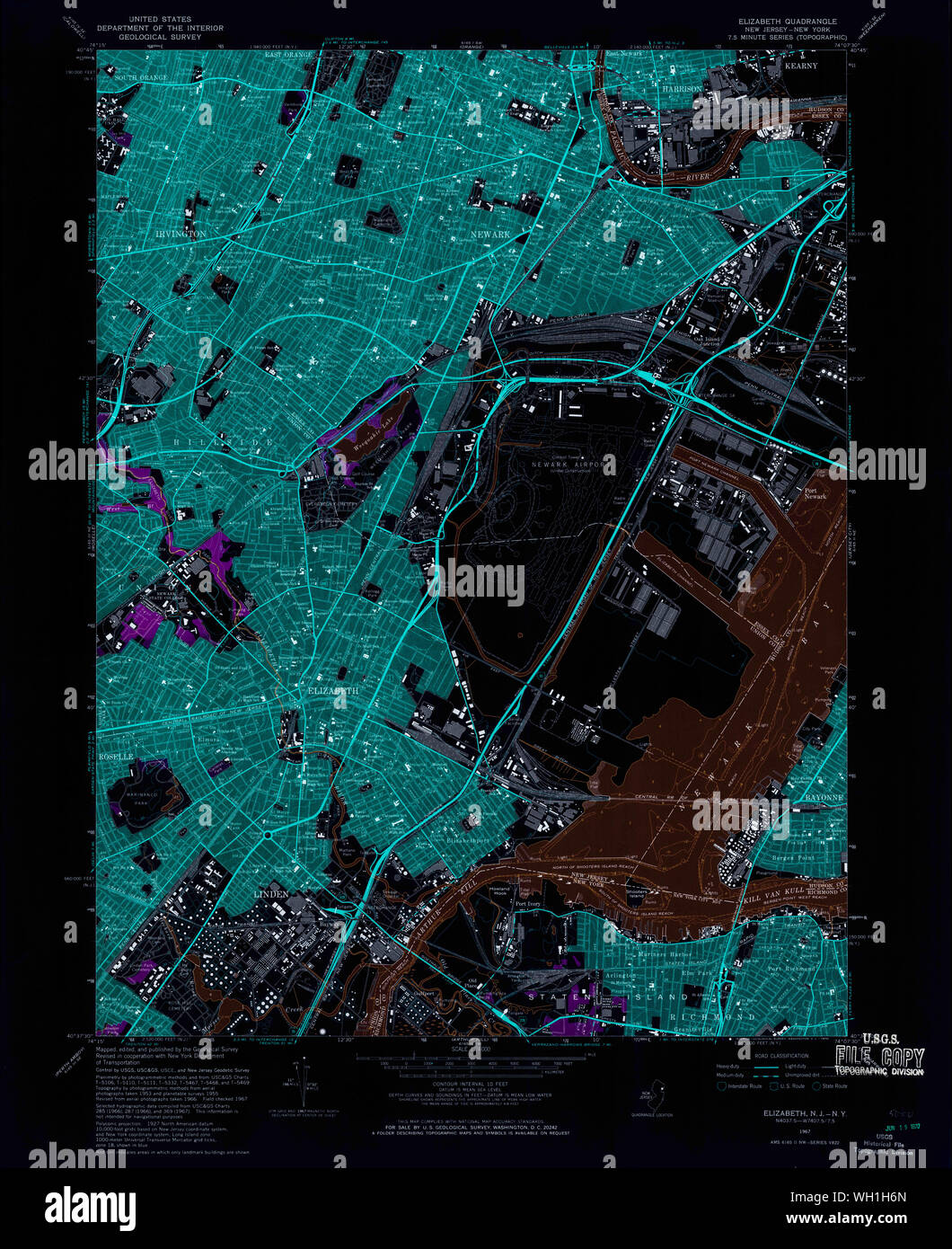 Map of elizabeth new jersey hi-res stock photography and images - Alamy