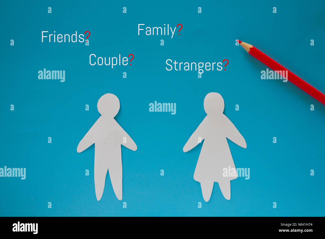 Couple and question mark. Relationship concept Stock Photo - Alamy