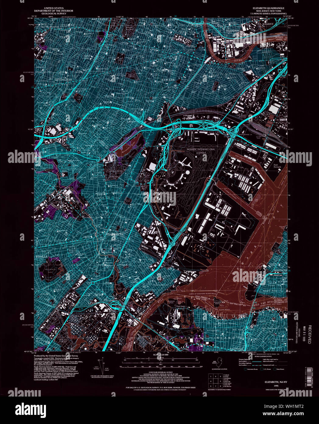 Elizabeth new jersey map hi-res stock photography and images - Alamy