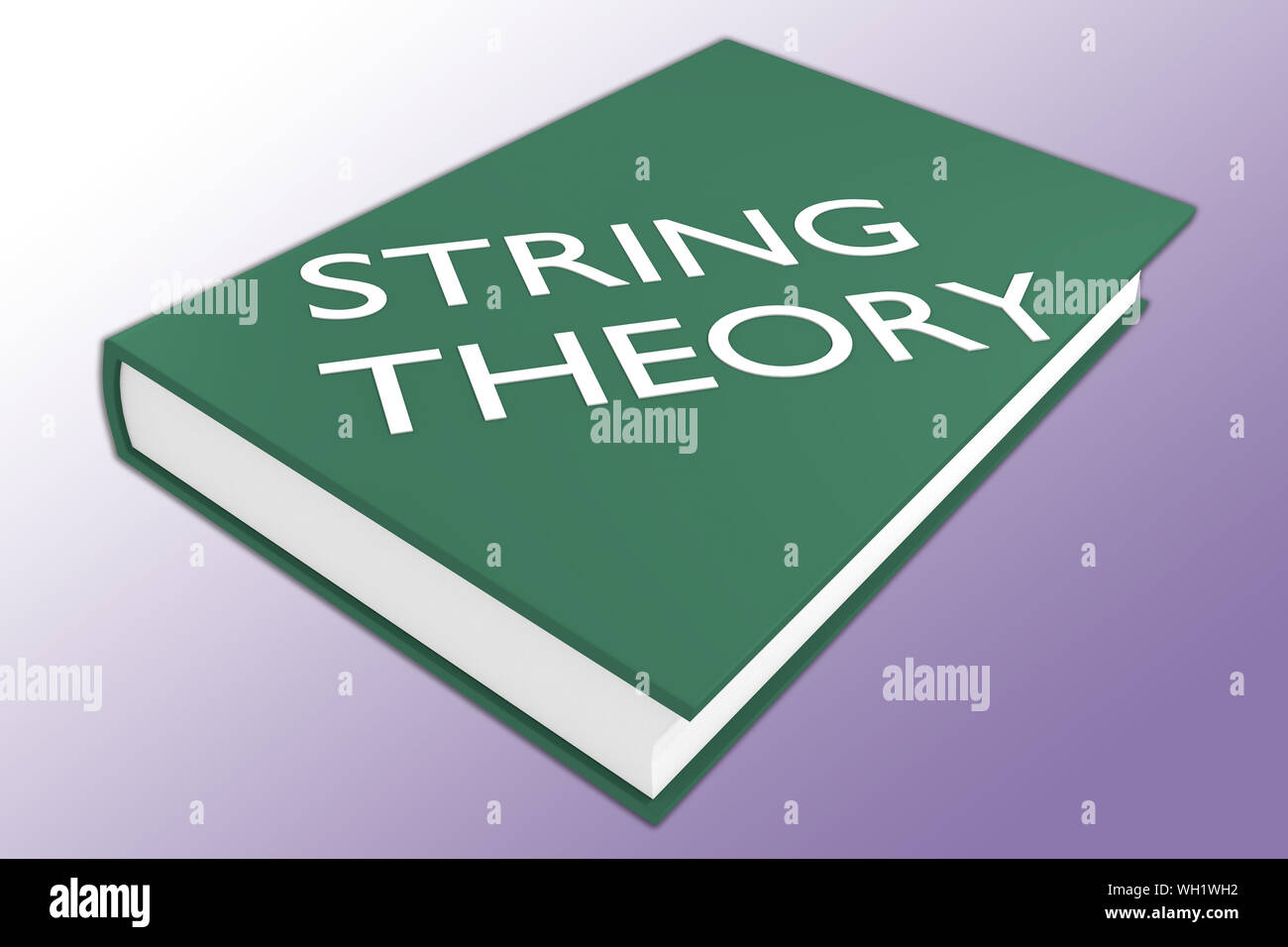 3D illustration of STRING THEORY script on a book, isolated on violet ...