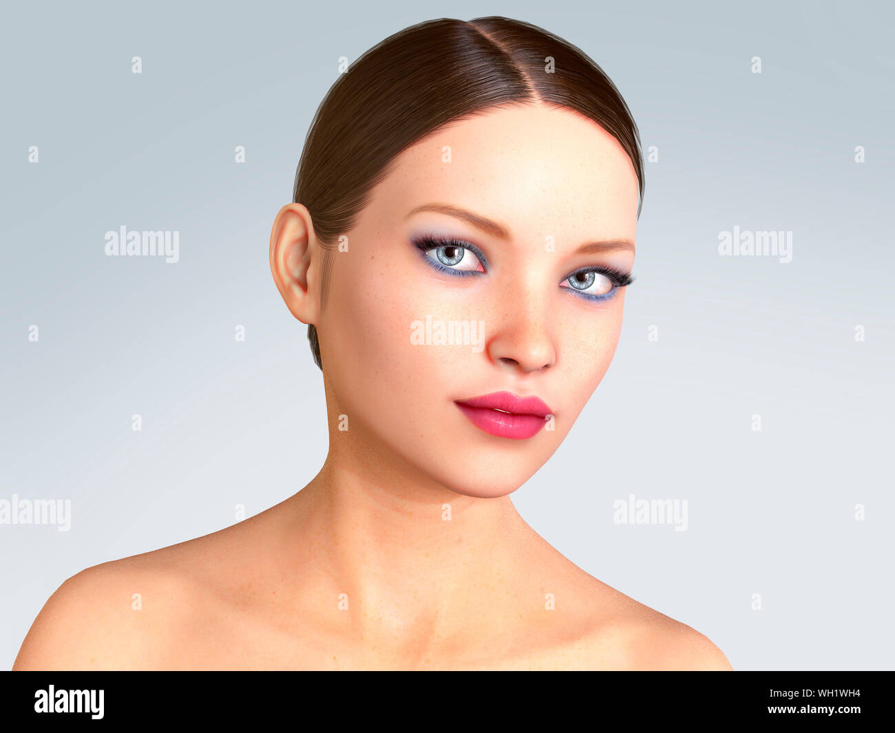 3D Illustration Beauty Woman face Portrait. Beautiful model Girl with ...