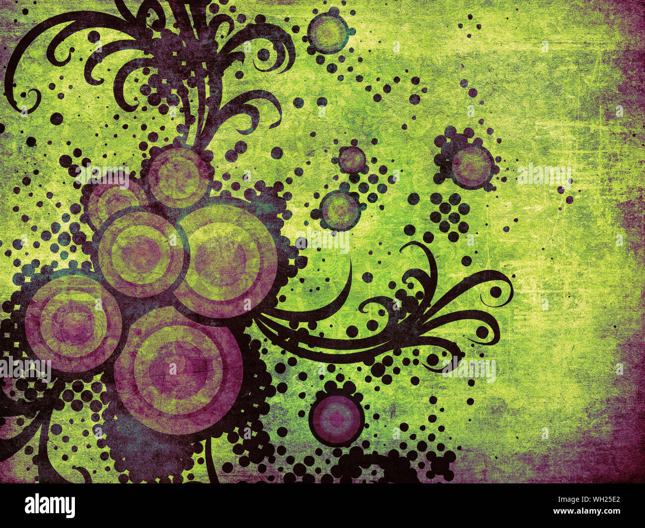 Abstract floral ornament with halftone pattern on grunge background ...