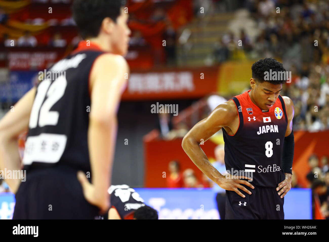 Shanghai, China. 1st Sep, 2019. Japan's Rui Hachimura (R) during the ...