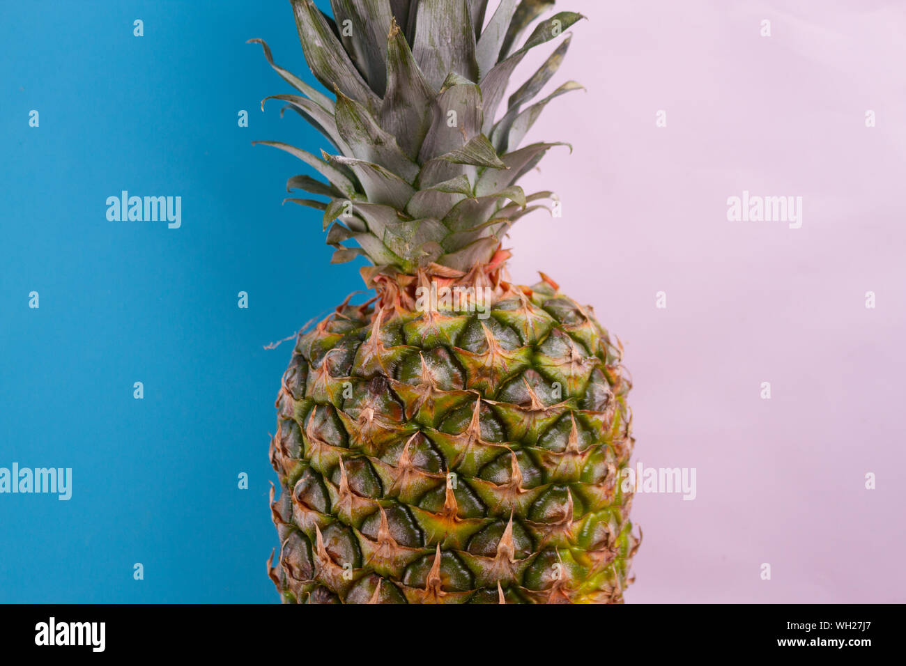 pineapple close up on the blue background Stock Photo - Alamy