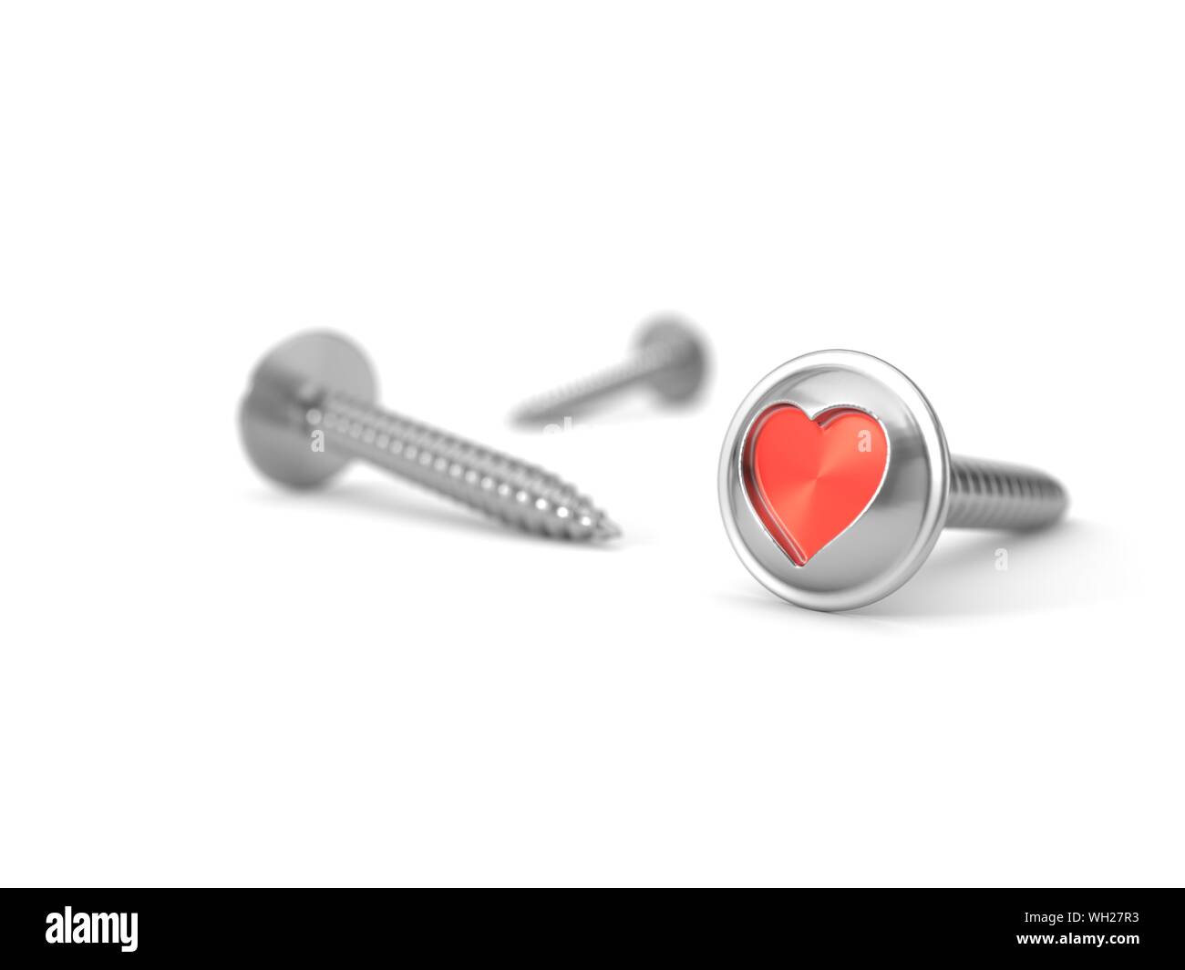 screw with heart head. suitable for love, relationship, amotions. 3d ...