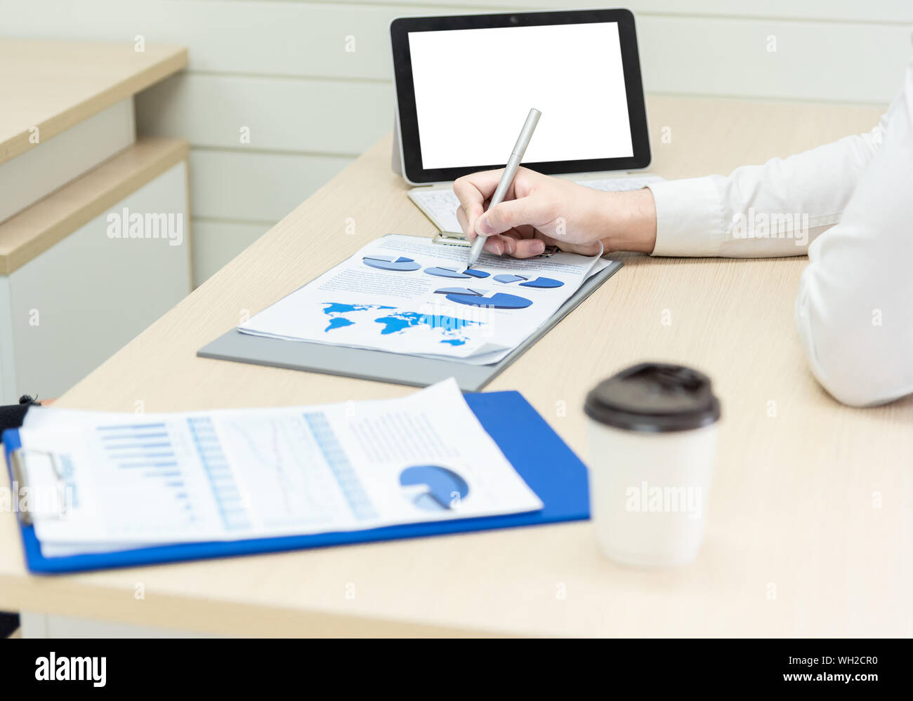 Desk female hands wooden document hi-res stock photography and images ...
