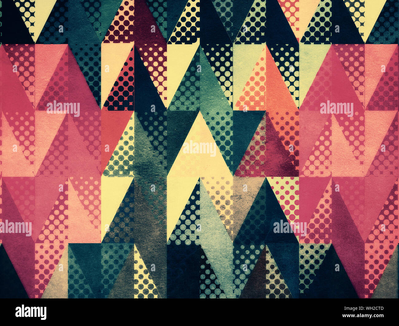 Abstract optic effect colorful triangle grunge background with dots ...