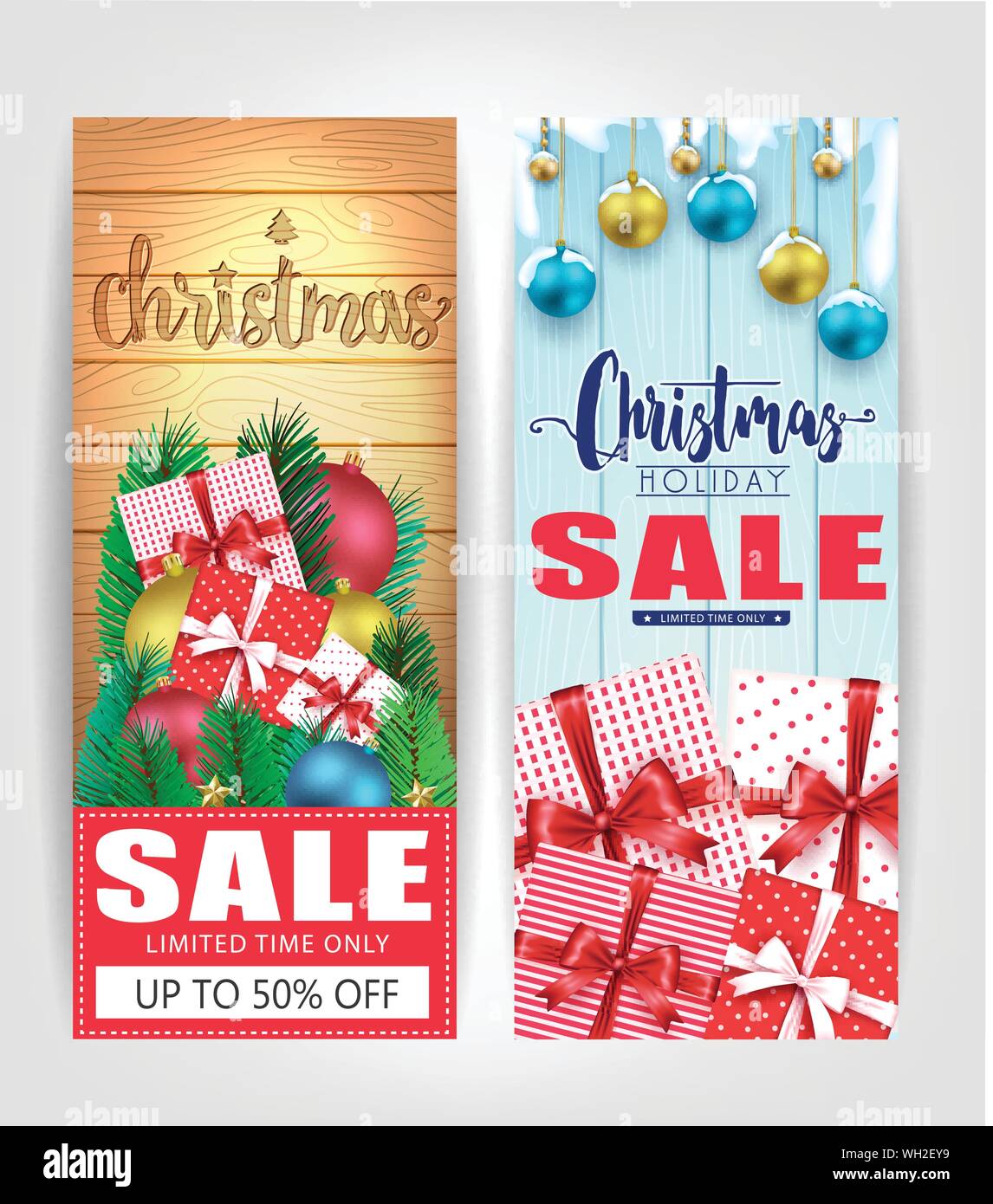 Christmas Sale Tags or Poster Set with Different Color Wooden ...