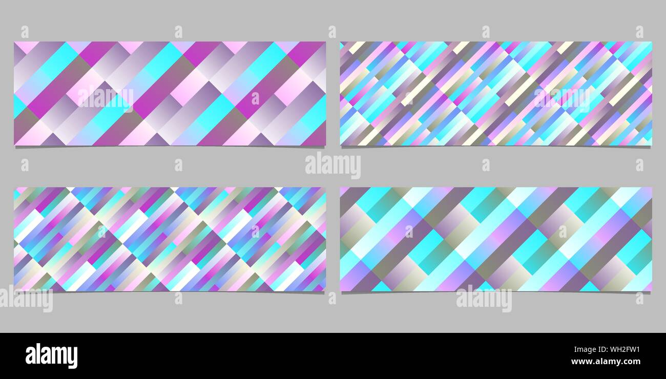 Gradient geometrical diagonal stripe pattern banner background collection - abstract vector ...