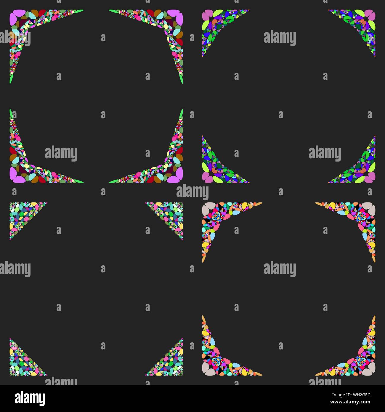 Curved stone mosaic page border design set - vector design elements ...