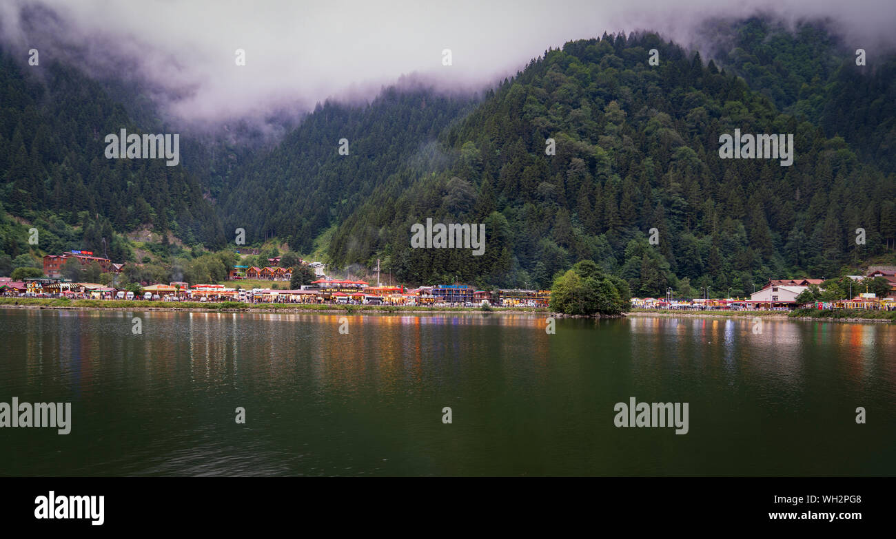 Trabzon / Turkey - August 07 2019: Panoramic view of Uzungol which is a ...