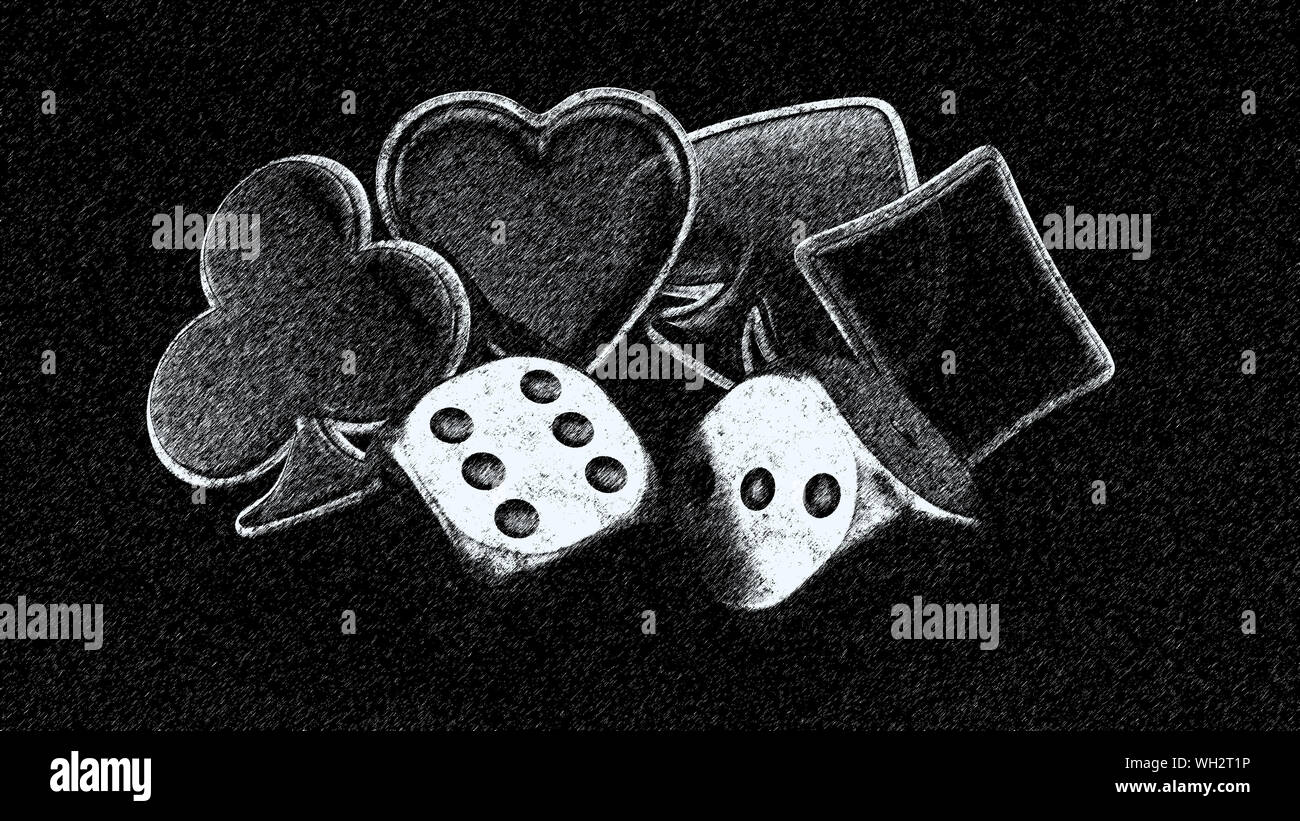Ace Symbols With Dices. Casino Concept Sketch Art - 3D Illustration ...