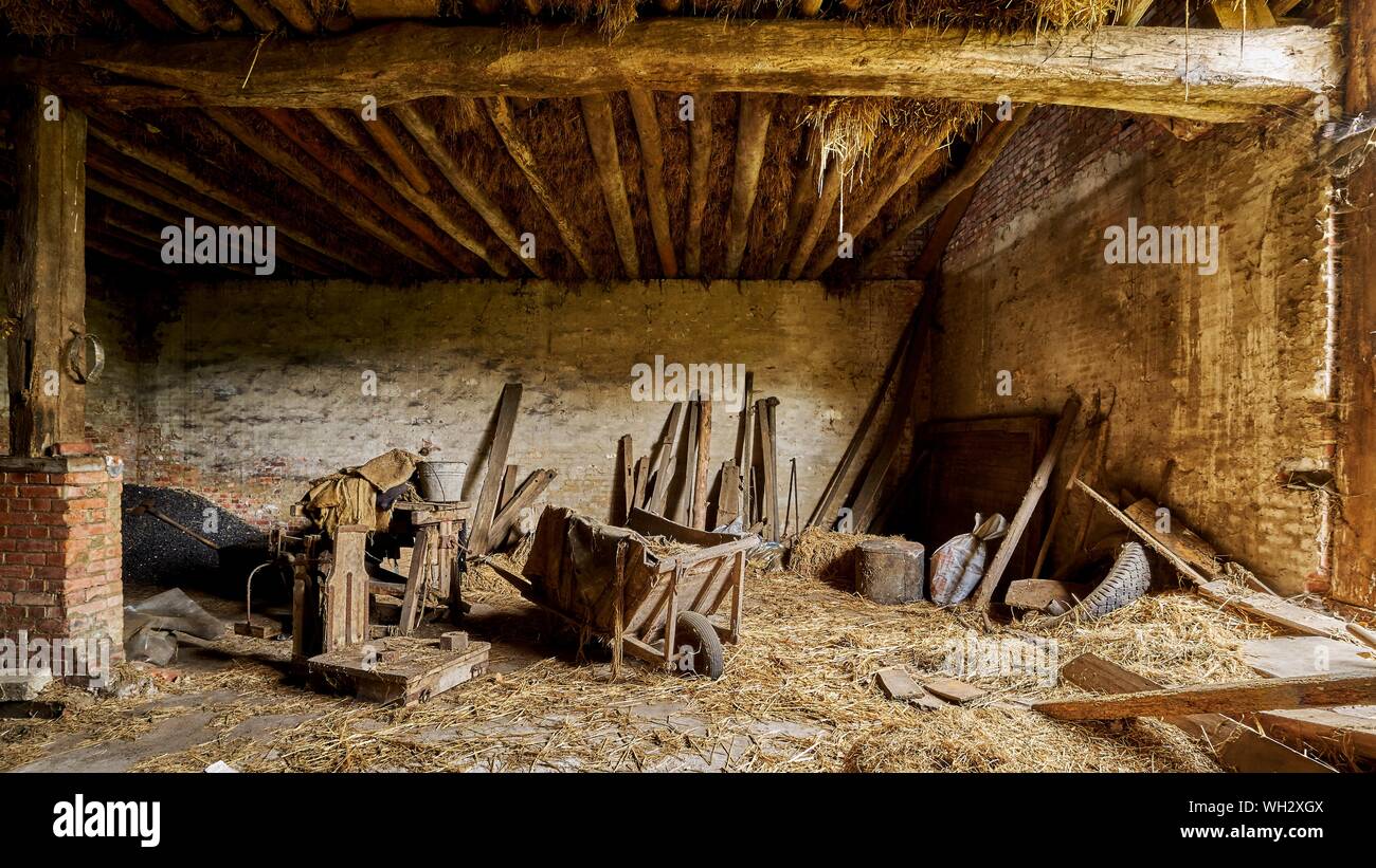 Interior Of Abandoned Shed Stock Photo - Alamy