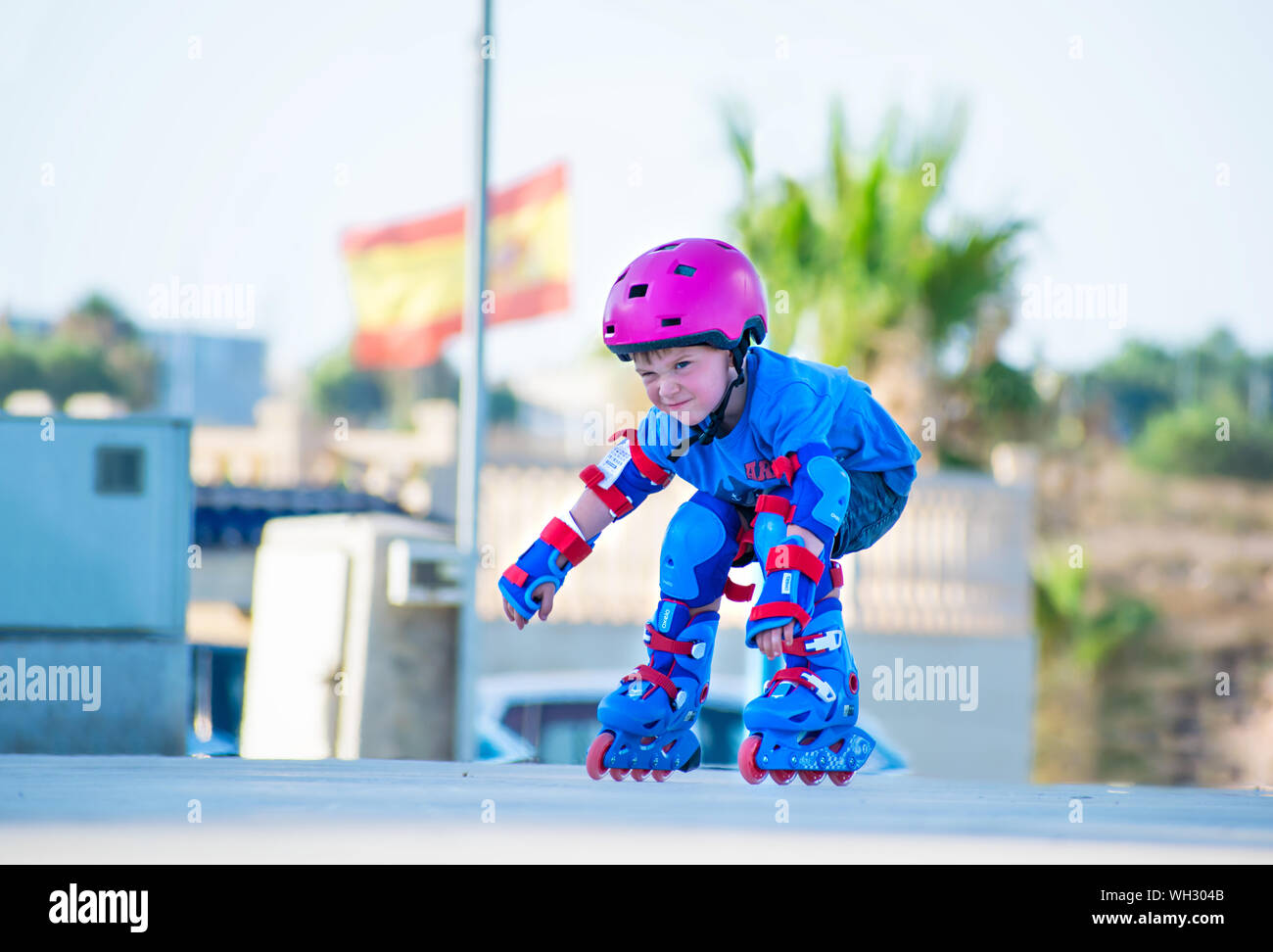 Murcia, Spain, July 17, 2019: An adorable preschooler weepy because her ...
