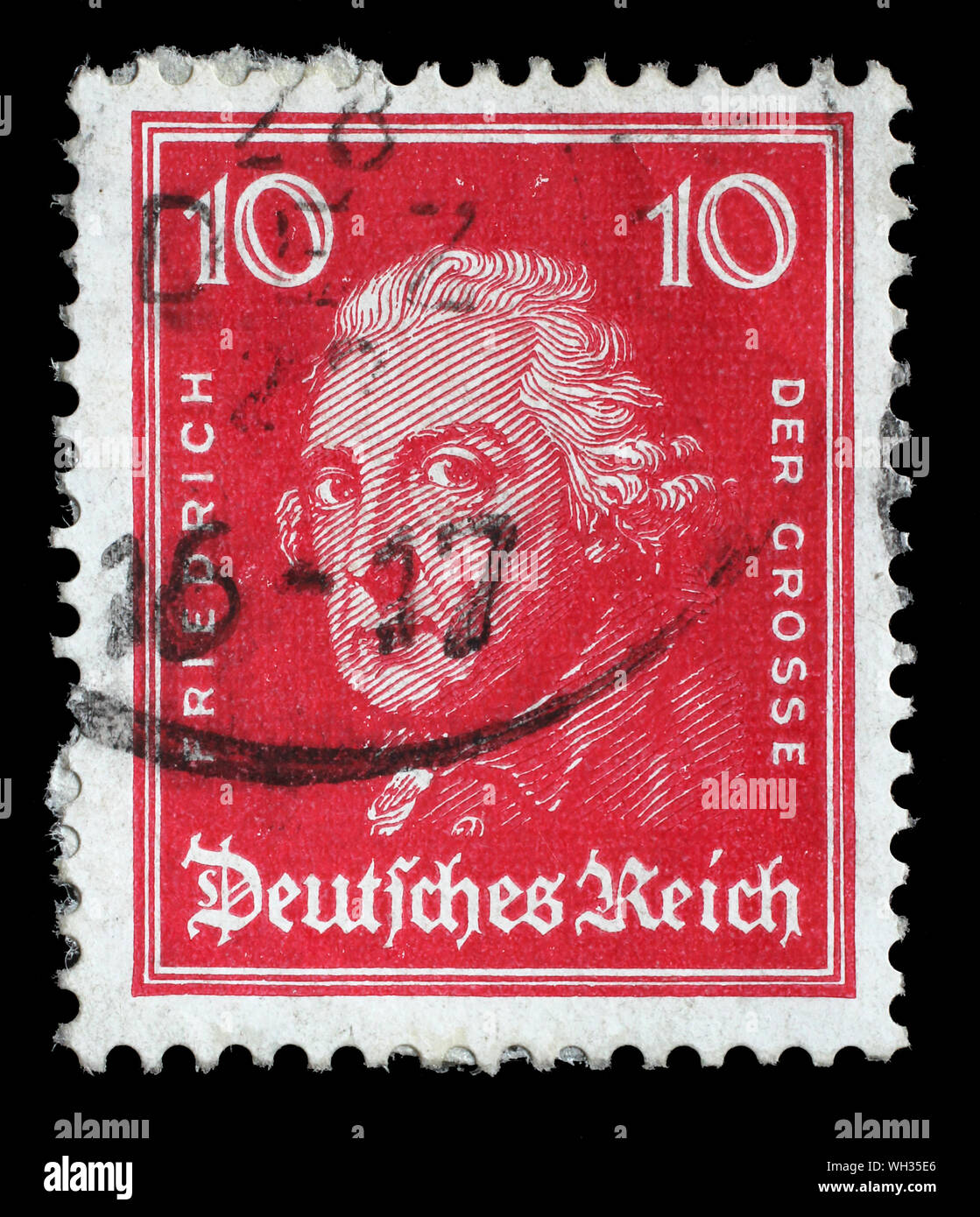 Stamp printed in the German Reich shows image of Friedrich der Grosse ...