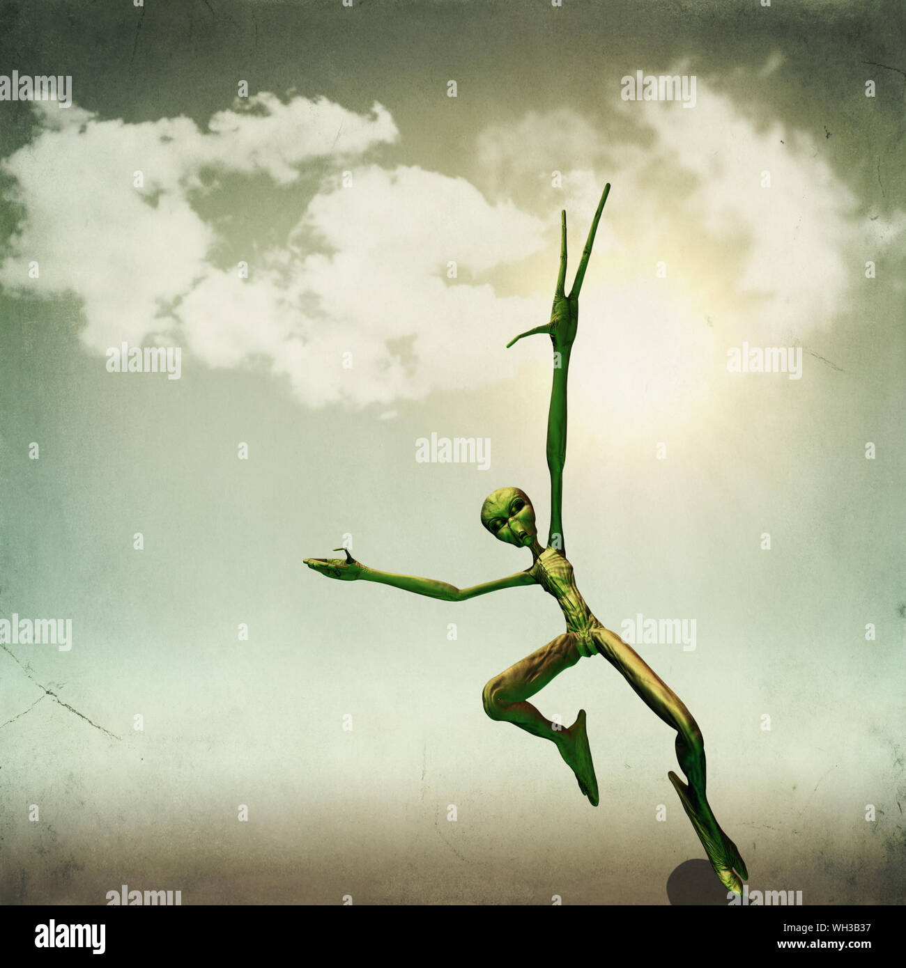 Abstract illustration of alien science fiction creature attack somebody ...