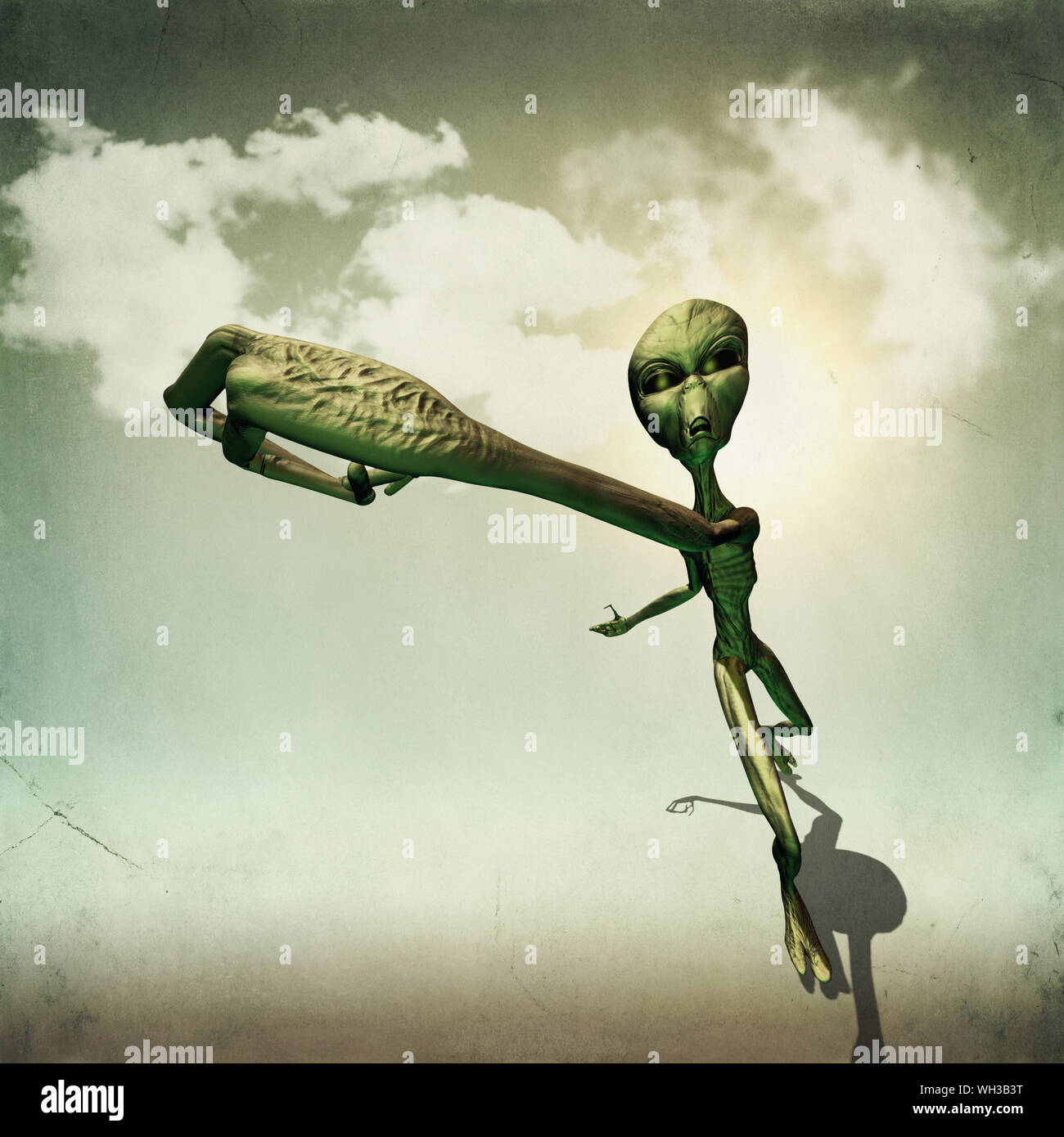 Abstract illustration of alien science fiction creature holding ...