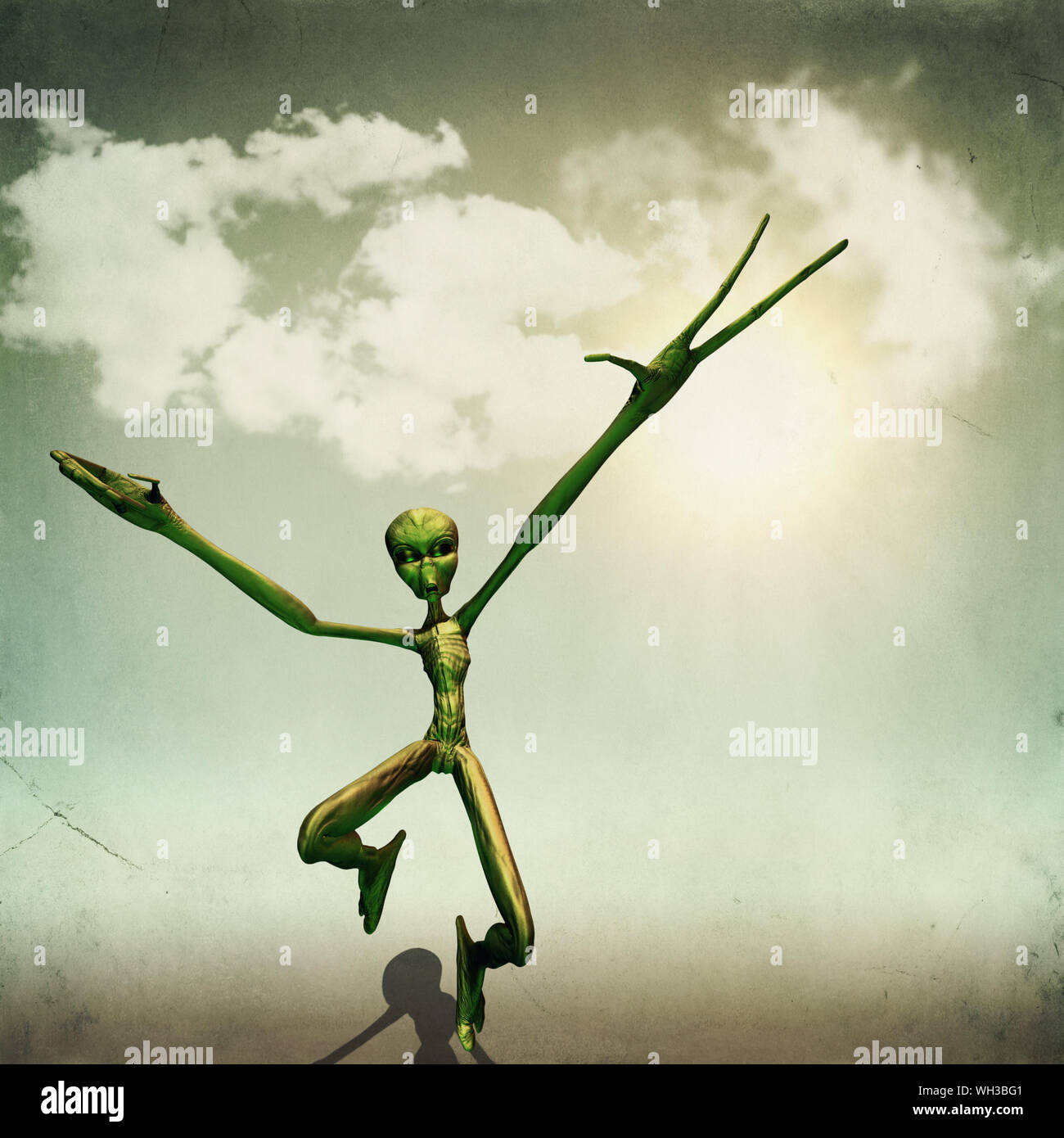 Abstract illustration of alien science fiction creature ranning Stock ...