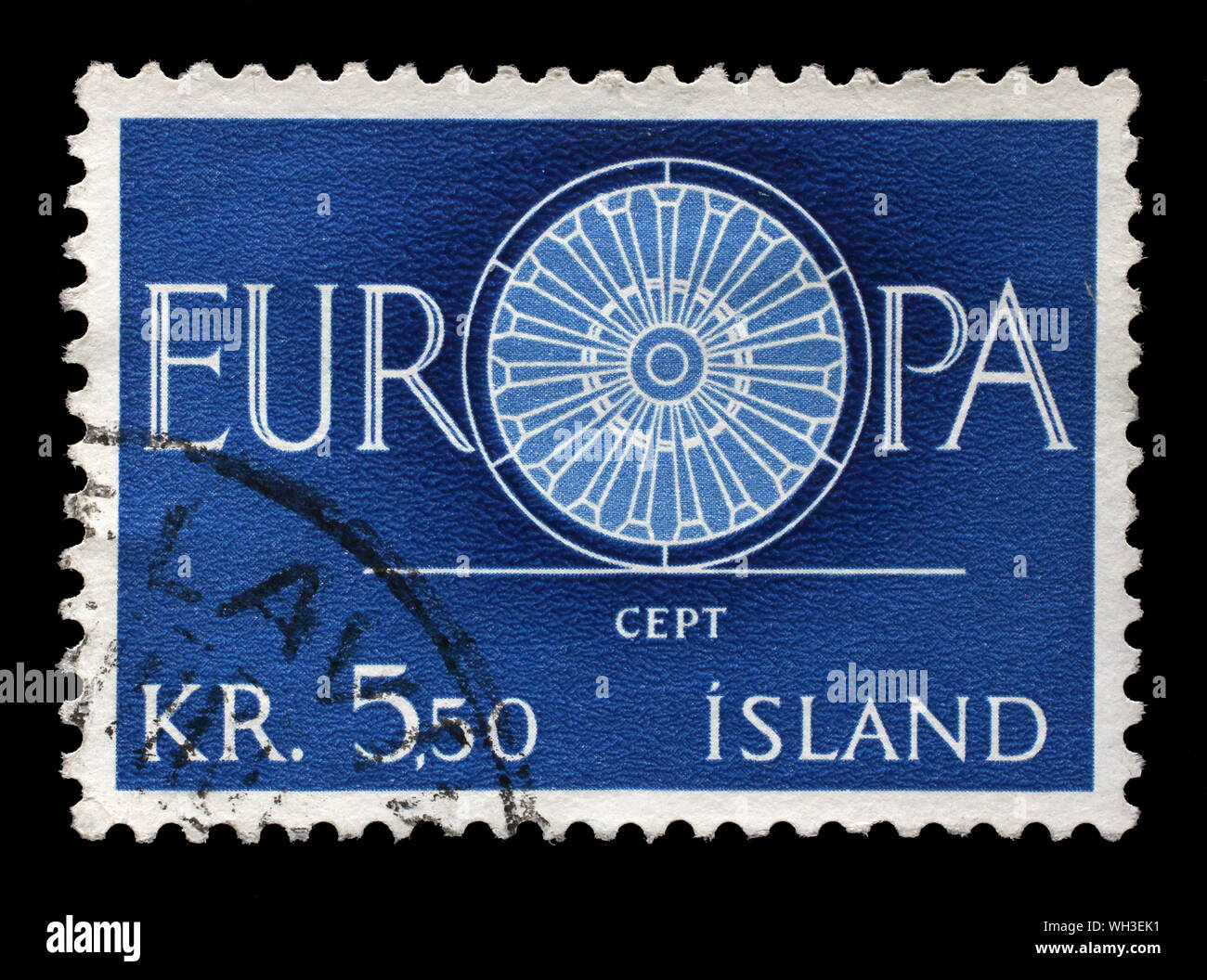 Stamp issued in Iceland shows EUROPA - C.E.P.T. Wheel, circa 1960 Stock ...