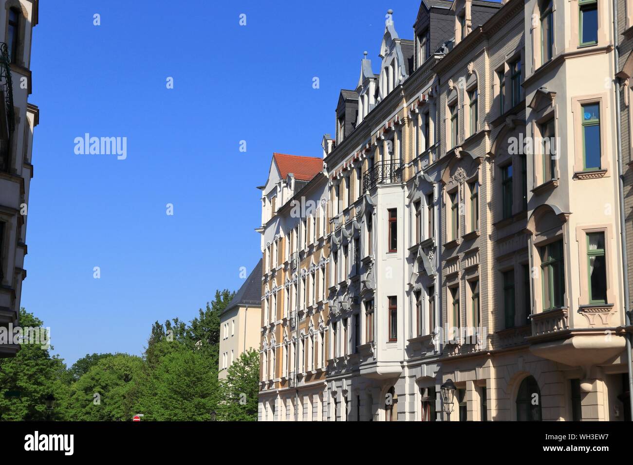 Chemnitz city - street view of residential architecture in Germany ...