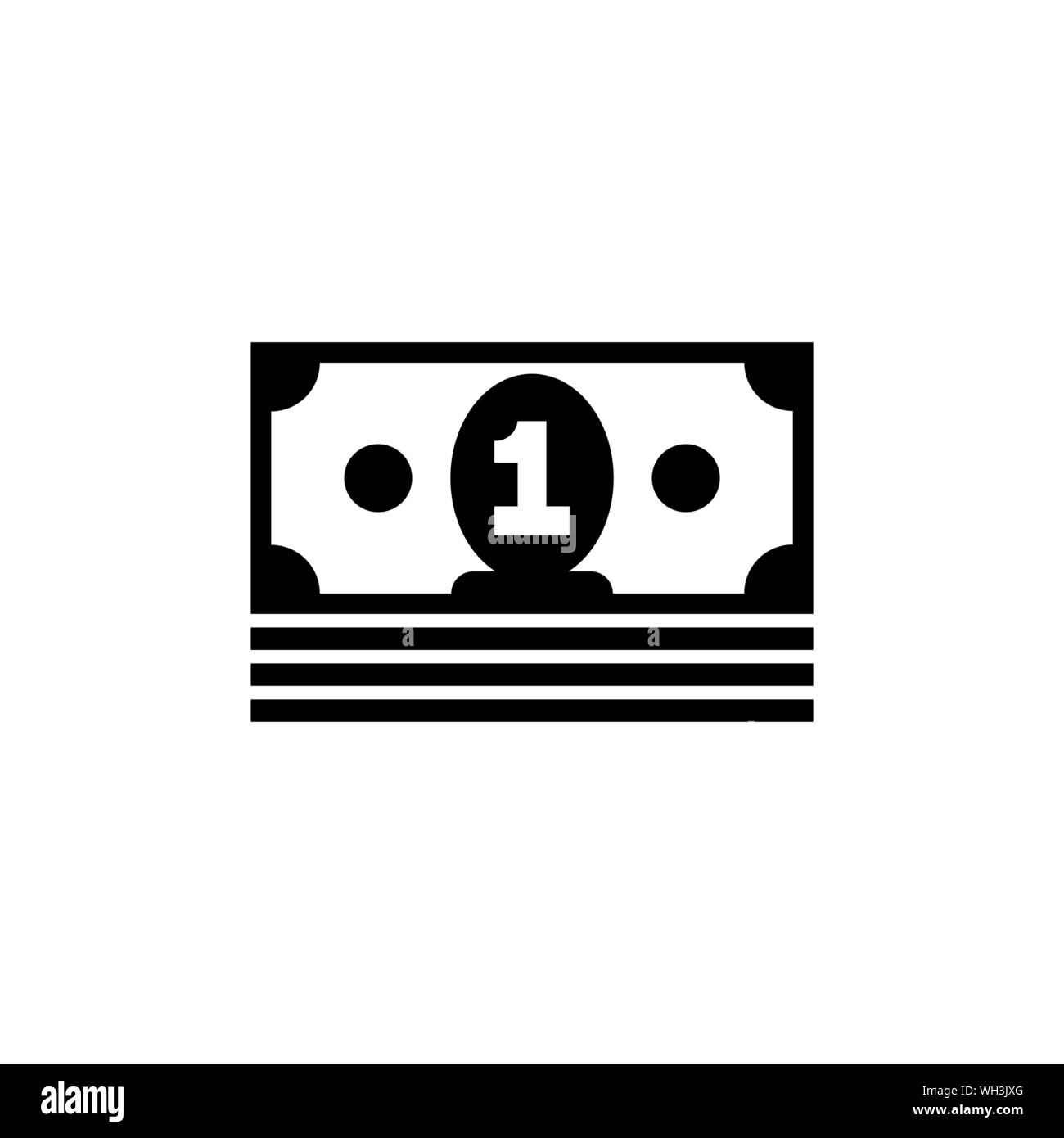 One Dollar Bank Note, Money, Currency. Flat Vector Icon illustration ...