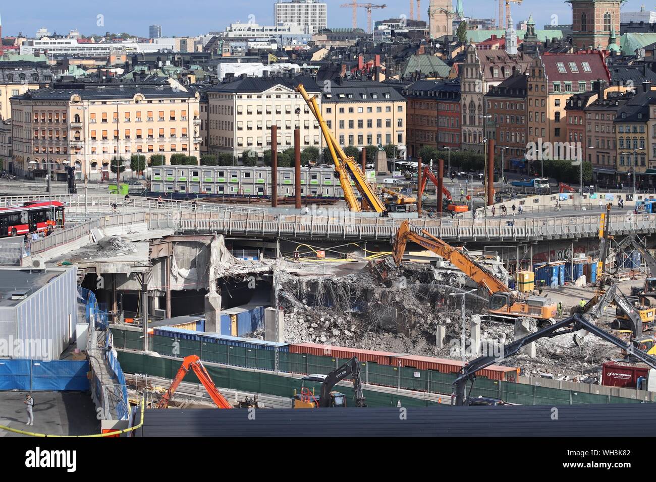STOCKHOLM, SWEDEN - AUGUST 23, 2018: Redevelopment, construction and ...